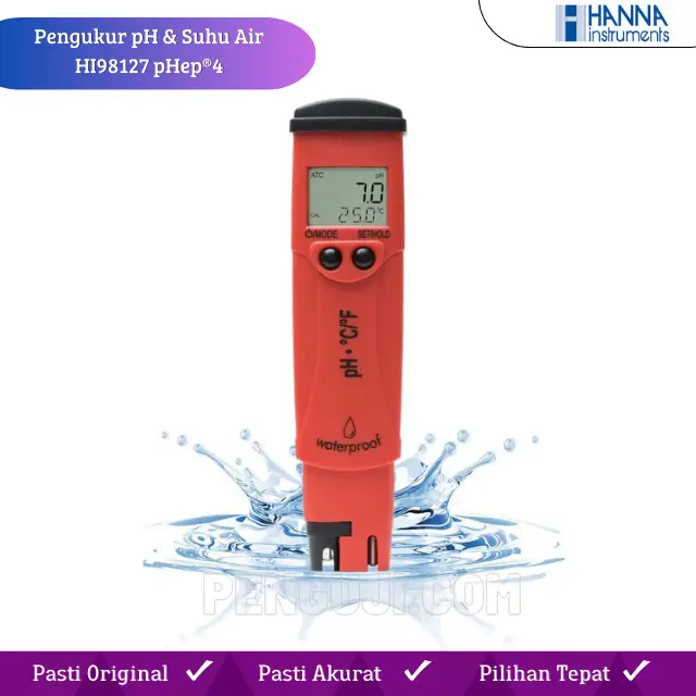 Pengukur pH & Suhu Air Waterproof Resolusi 0,1 – HI98127 pHep®4 HANNA ...